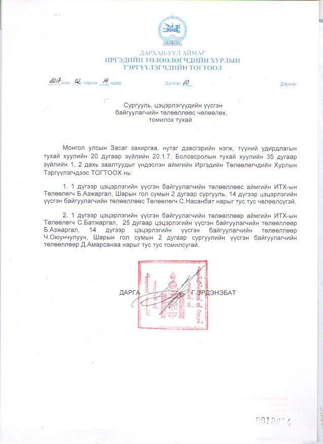 Сургууль цэцэрлэгүүдийн үүсгэн байгуулагчийн төлөөллөөс чөлөөлөх