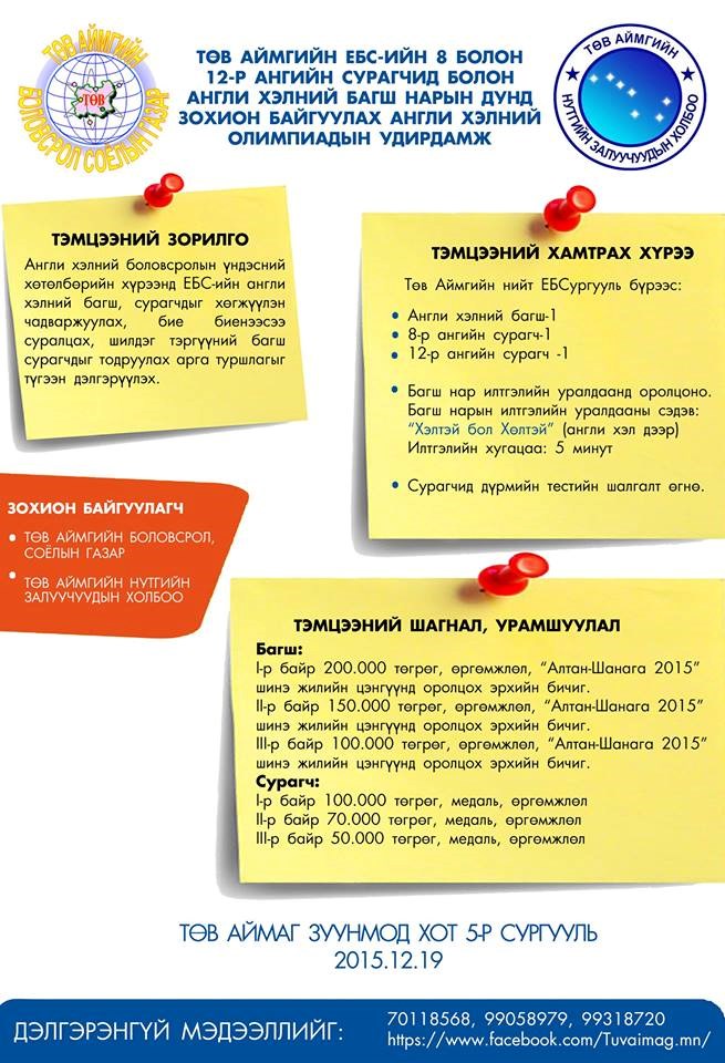 АНГЛИ ХЭЛНИЙ ОЛИМПИАДЫН УДИРДАМЖ