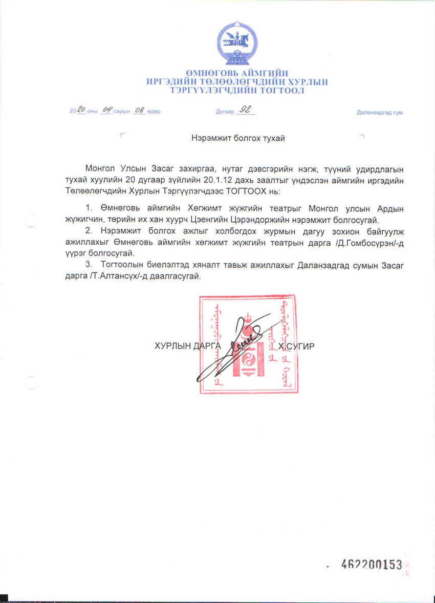 Нэрэмжит болгох тухай 2020 04 08