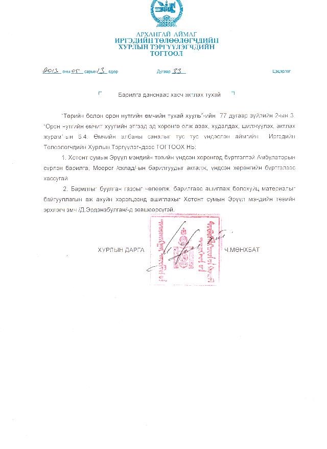 Барилга данснаас хасч актлах тухай