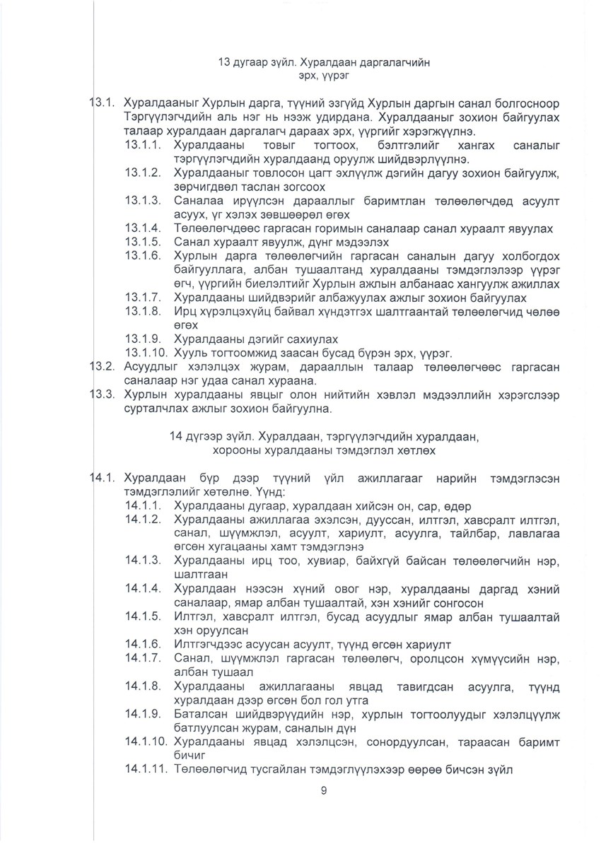 Дүүргийн Иргэдийн Төлөөлөгчдийн Хурлын хуралдааны дэг батлах тухай №7