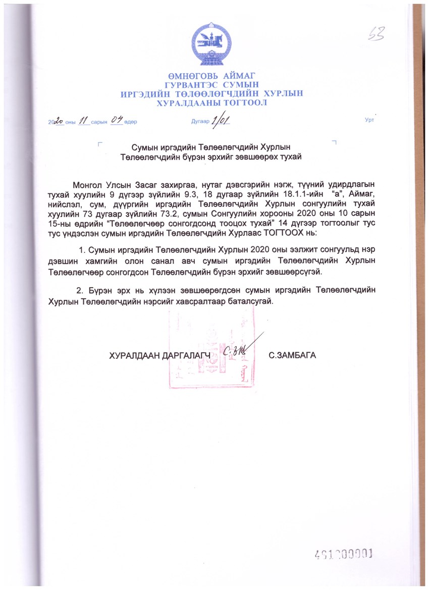 Төлөөлөгчдийн бүрэн эрх зөвшөөрөх тухай