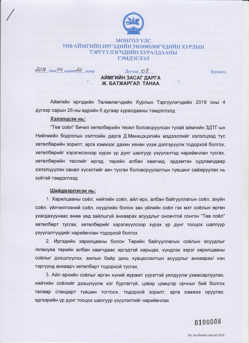 Төв соёл бичил хөтөлбөрийн тухай
