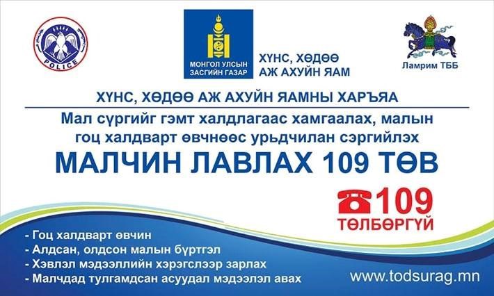 МАЛ ХУЛГАЙЛАХ ГЭМТ ХЭРЭГТЭЙ ТЭМЦЭХ АЖЛЫГ ЭРЧИМЖҮҮЛЛЭЭ